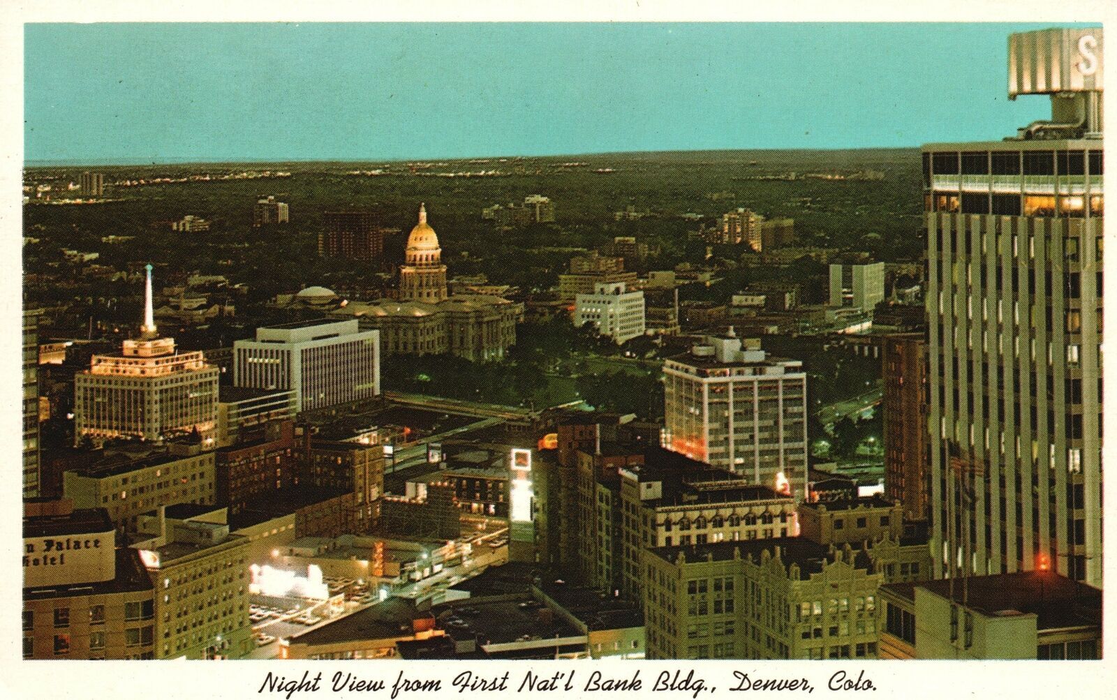 Vintage Postcard 1920's Night View from First Nat'l Bank Bldg. Denver ...