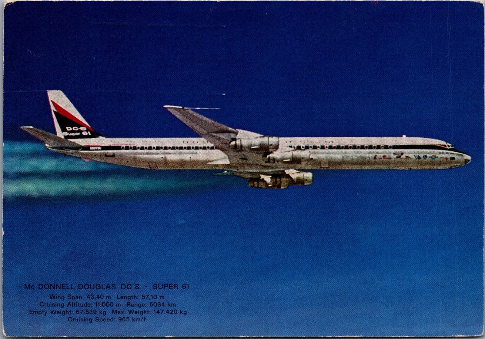 Mcdonnell Douglas DC 8 Super 61 Aircraft Vintage Postcard BP24 | United ...