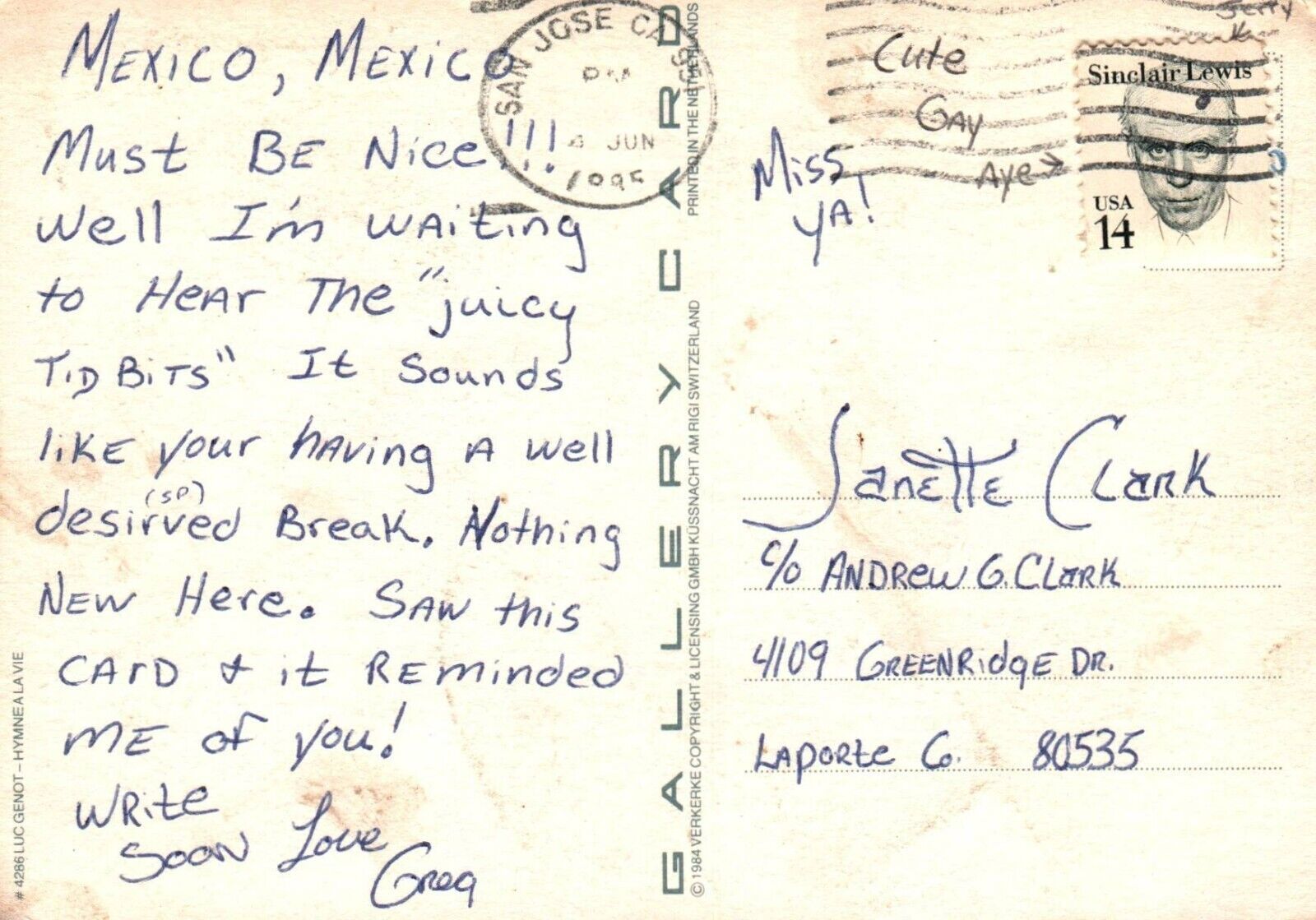 Vintage Postcard c.1980s Luc Genot Art Hymne a la Vie Switzerland ...