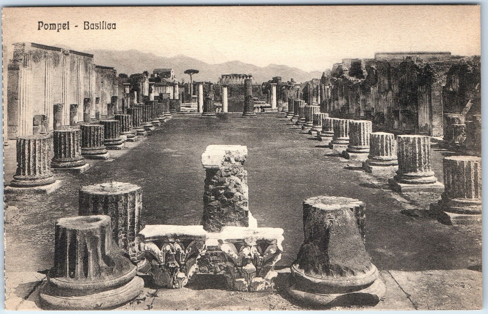 c1910s Pompeii, Italy Basilica Roman Forum Ancient Ruins Column ...