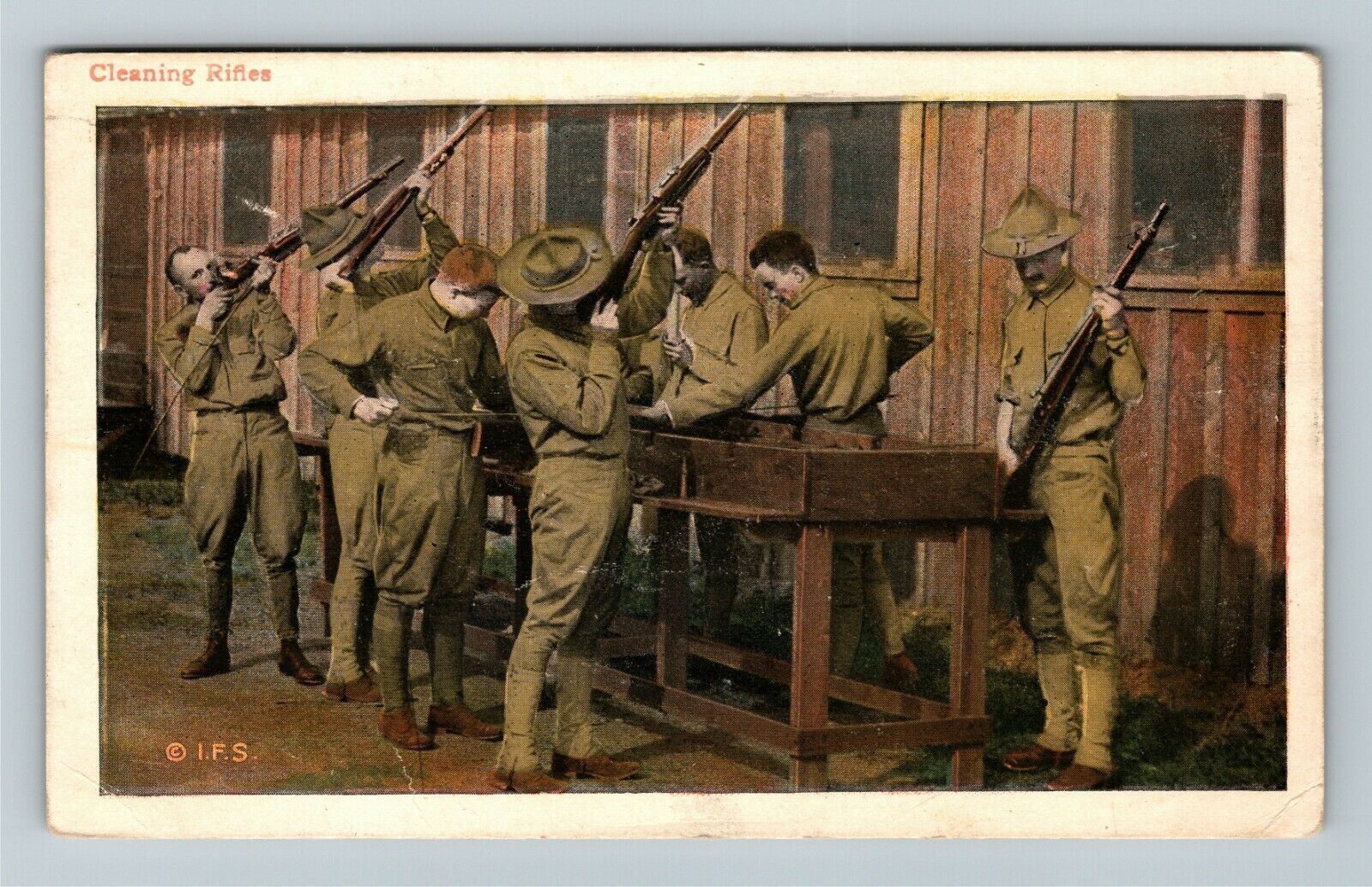 Soldiers Cleaning Rifles, Military, Vintage Postcard | Other / Unsorted ...
