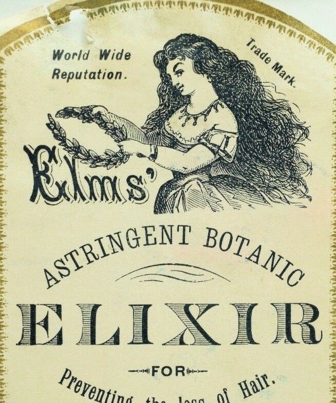 1880's-90's Elm's Astringent Botanic Elixir Bottle Label Victorian ...