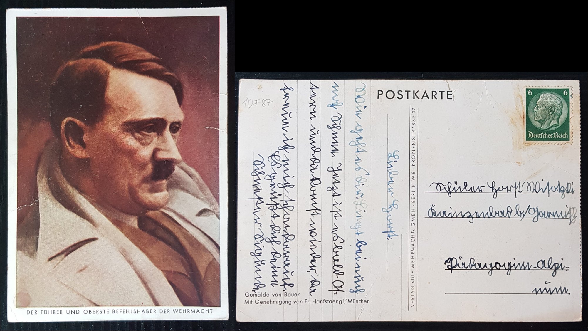 Third Reich Original Propaganda Postcard the Captain Adolf Hitler ...