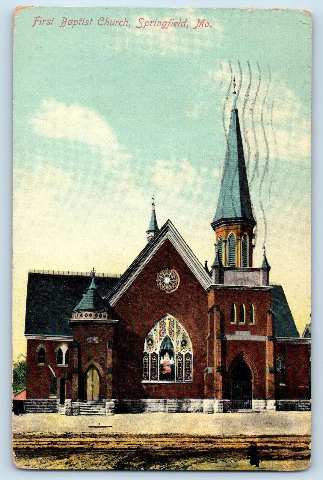 1910 First Baptist Church Building Tower Facade Springfield Missouri MO ...