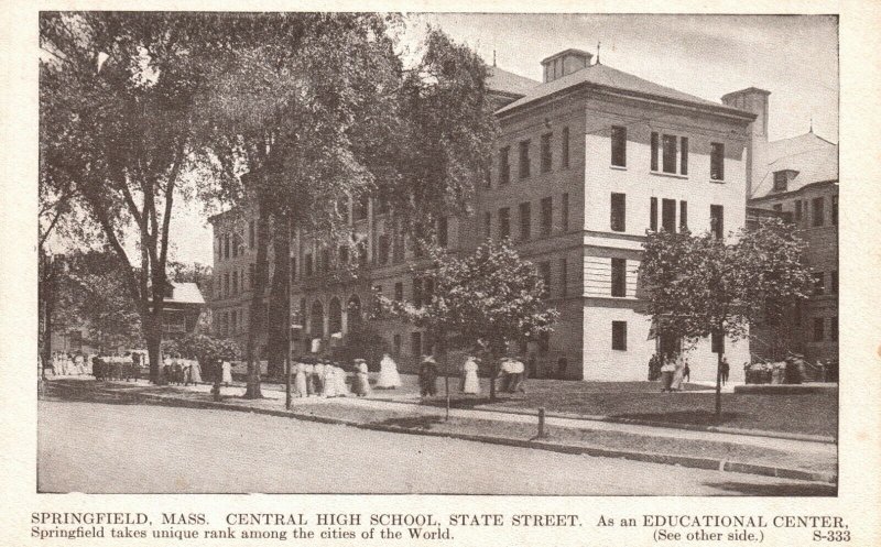 Vintage Postcard 1910's Central High School State Street Springfield MA ...
