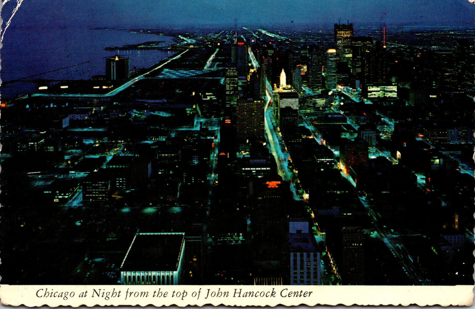 Illinois Chicago At NIght From Top Of John Hancock Center 1970 | United ...