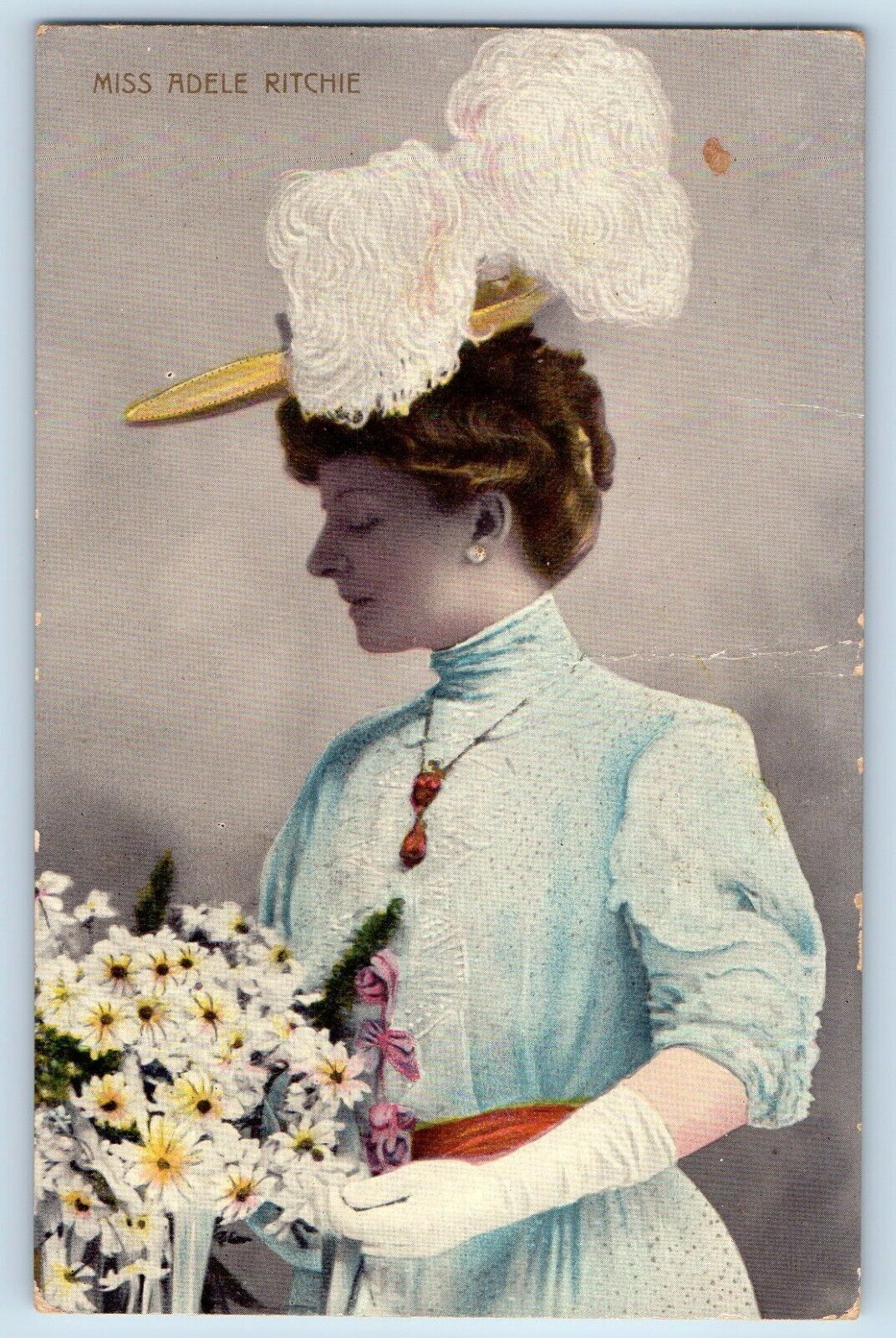 Miss Adele Ritchie Postcard Actress Feather Hat And Flowers Bamforth ...