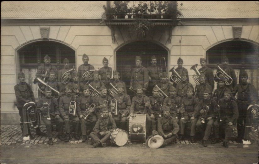 WWI - German? Soldiers Music Band osing Musical Instruments c1915 RPPC ...