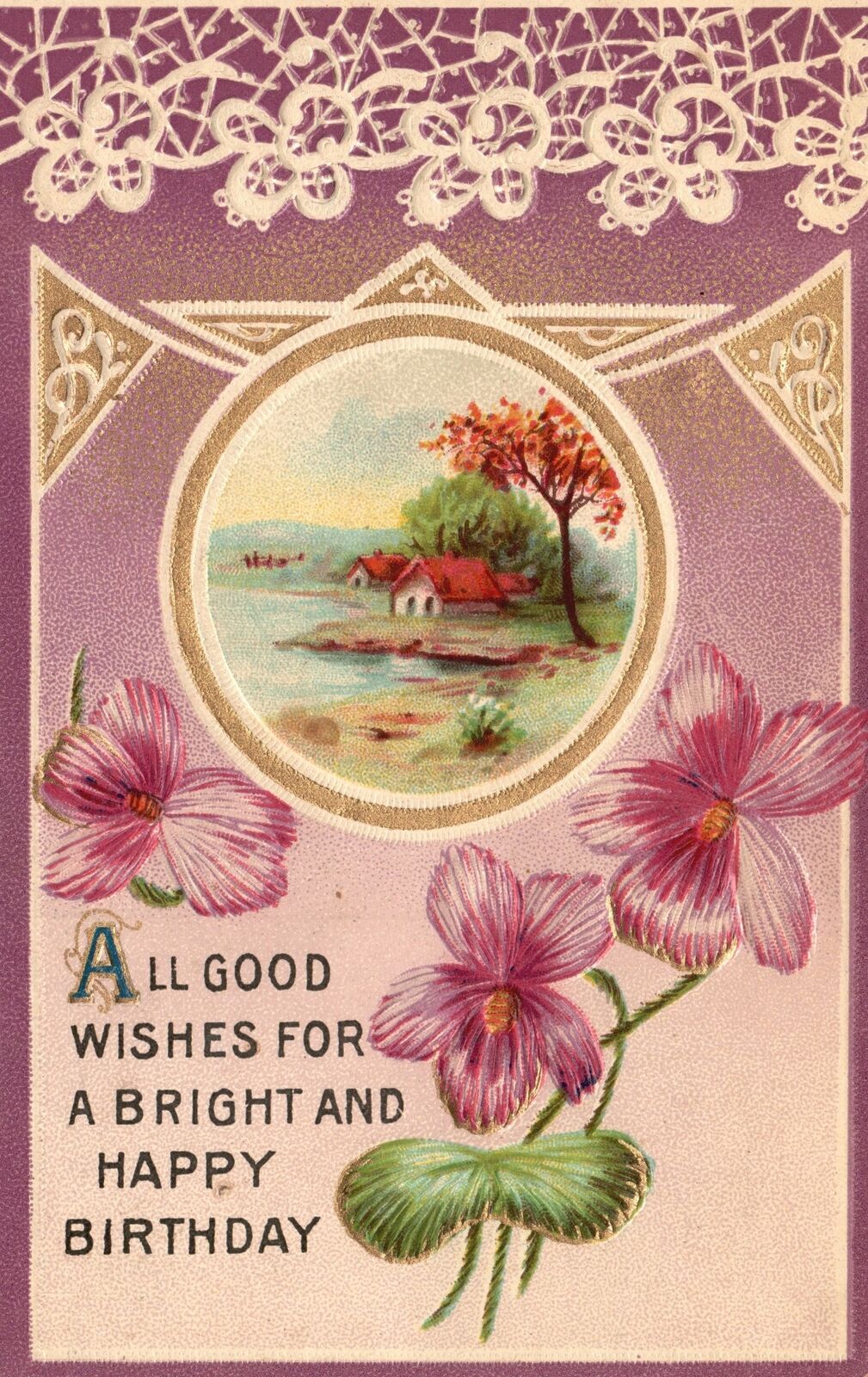 Vintage Postcard All Good Wishes For A Bright And Happy Birthday ...