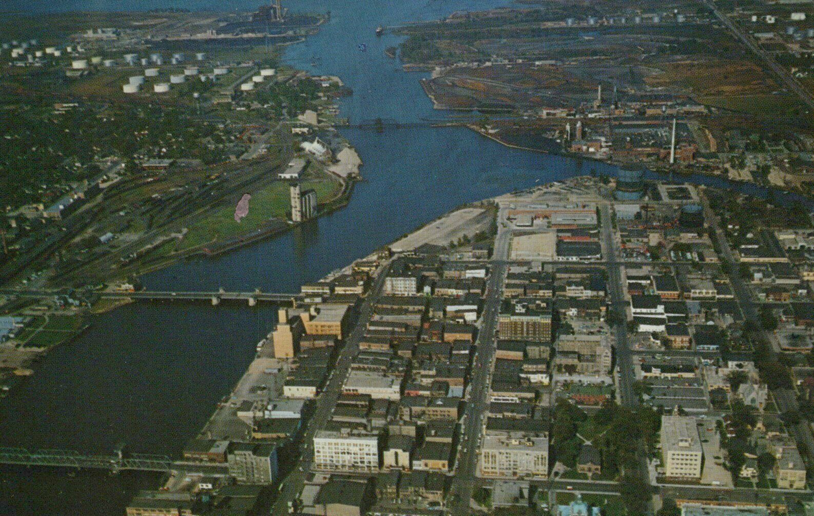 Aerial View Of Green Bay Wisconsin Fox River Vintage Chrome Post Card ...