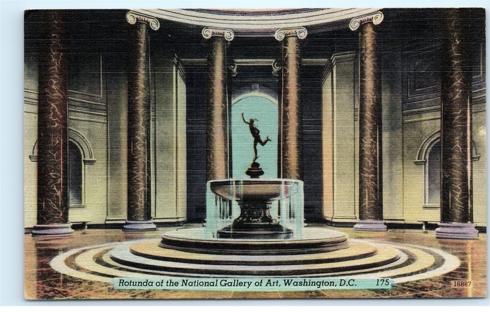 *Rotunda Statue Fountain National Gallery of Art Washington DC Postcard ...