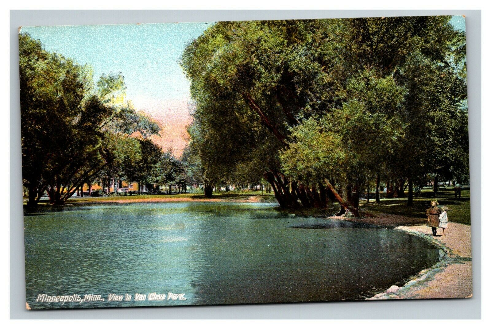 Vintage 1911 Postcard People Walking Around Van Cleve Park Minneapolis ...