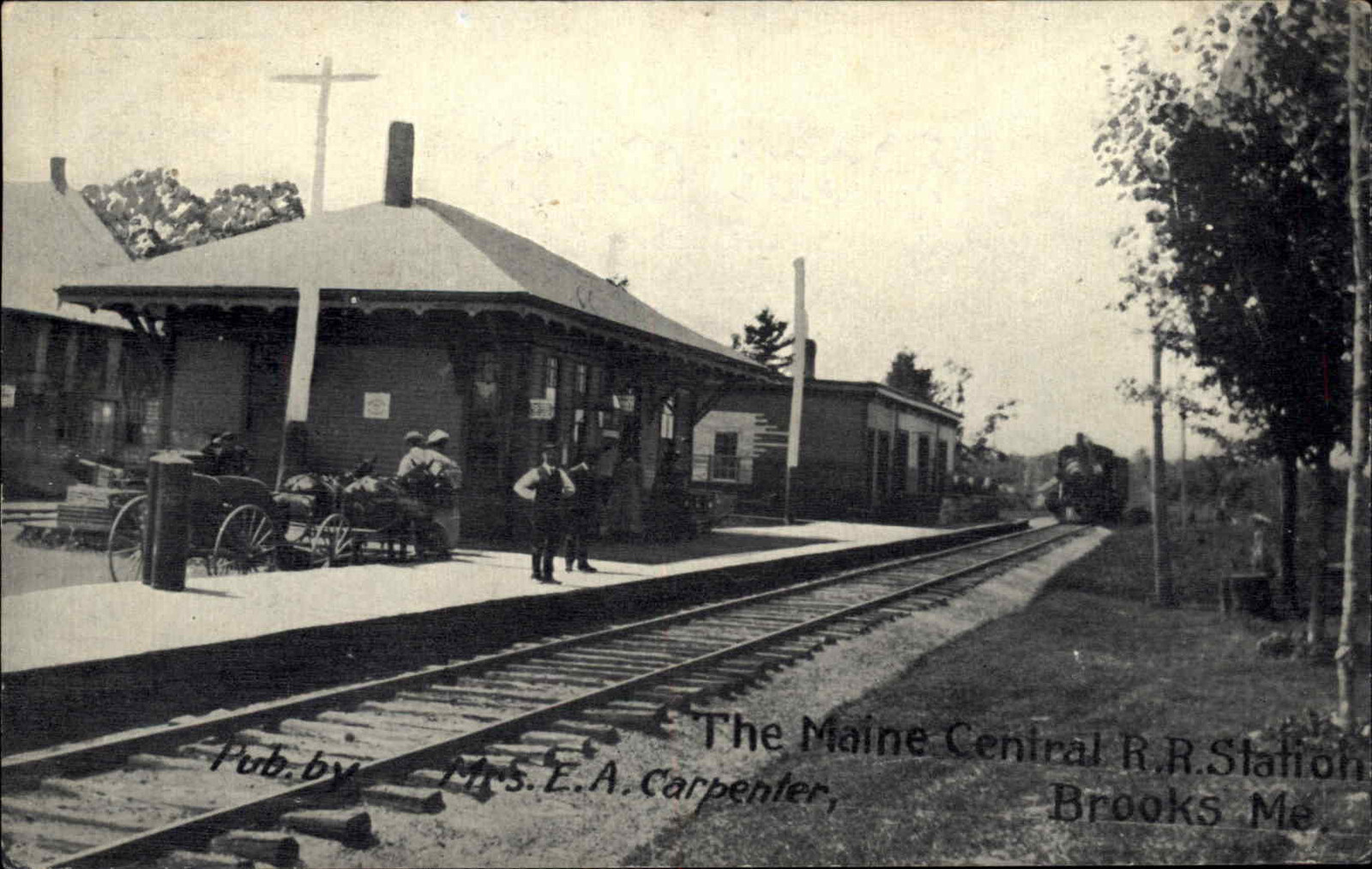 Brooks Maine ME Train Station Depot Railroad MCRR c1910 Postcard ...