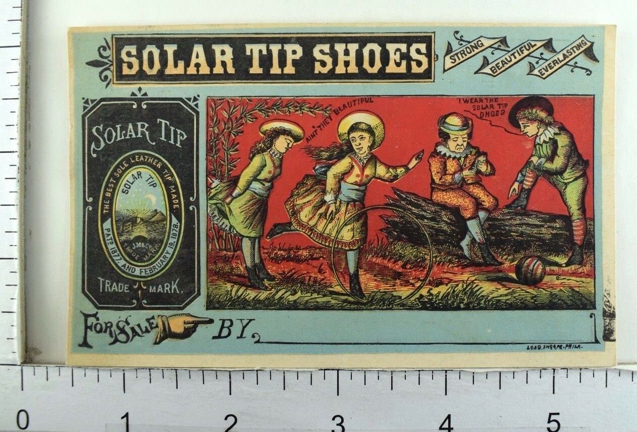 1880's Solar Tip Shoes Solid Oak Sole Victorian Trade Card P53 ...