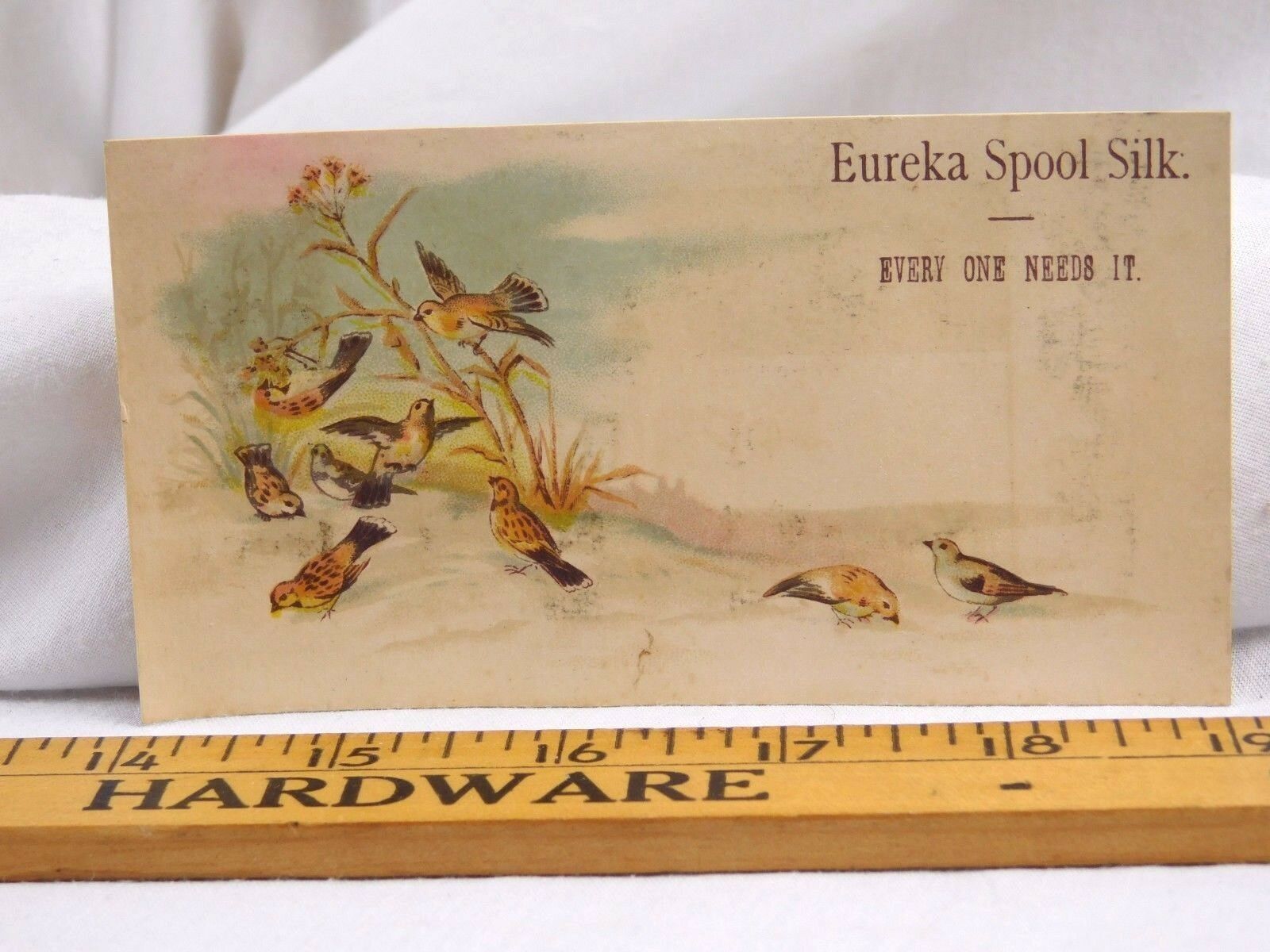 Victorian Trade Card Eureka Spool Silk Sewing Flock Of Birds Grass F42 ...