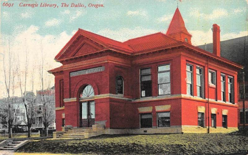 THE DALLES, OR Oregon CARNEGIE LIBRARY Wasco County c1910's Postcard ...