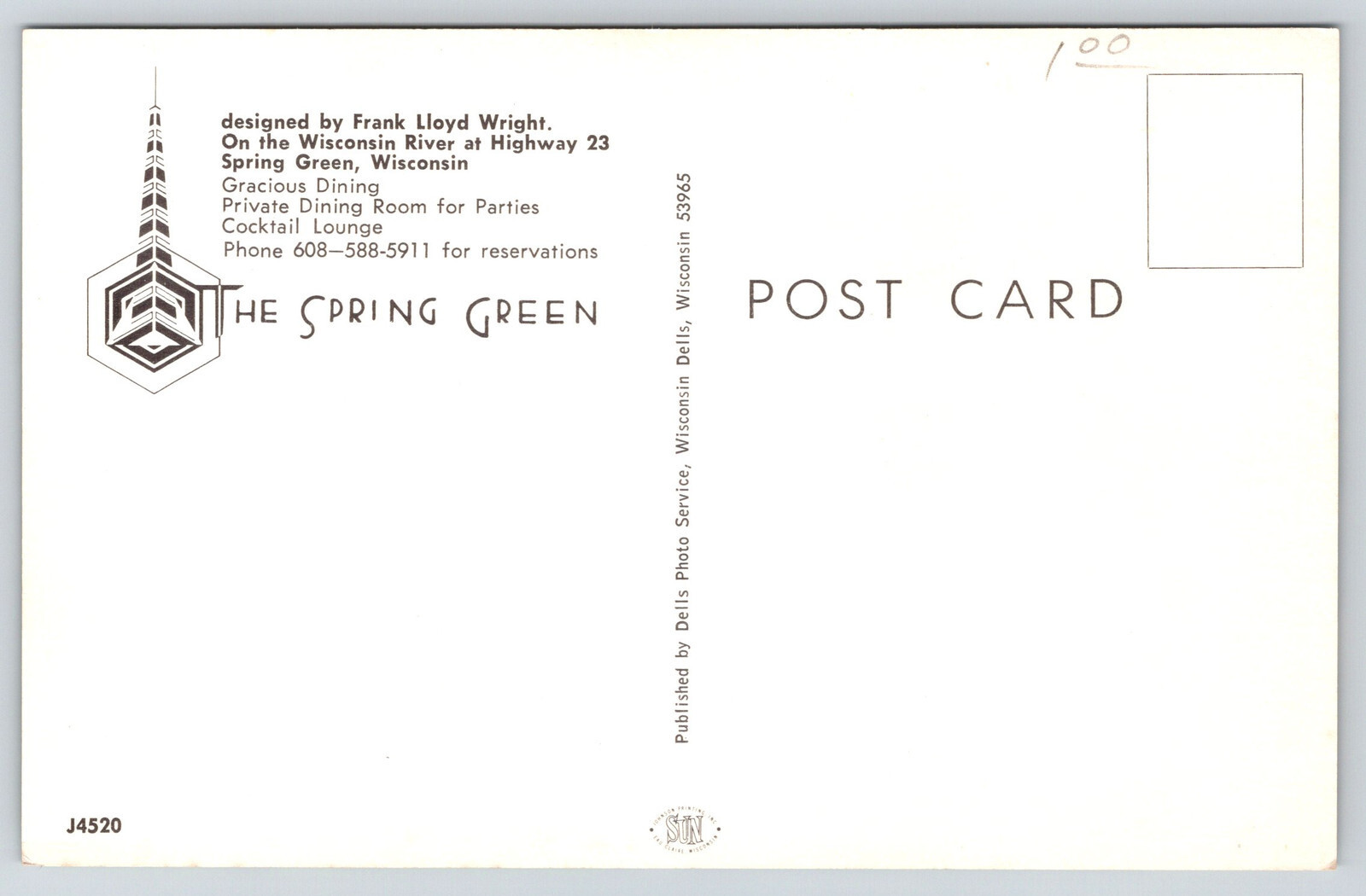 Spring Green WI~The Spring Green Restaurant-Lounge~Design By Frank ...