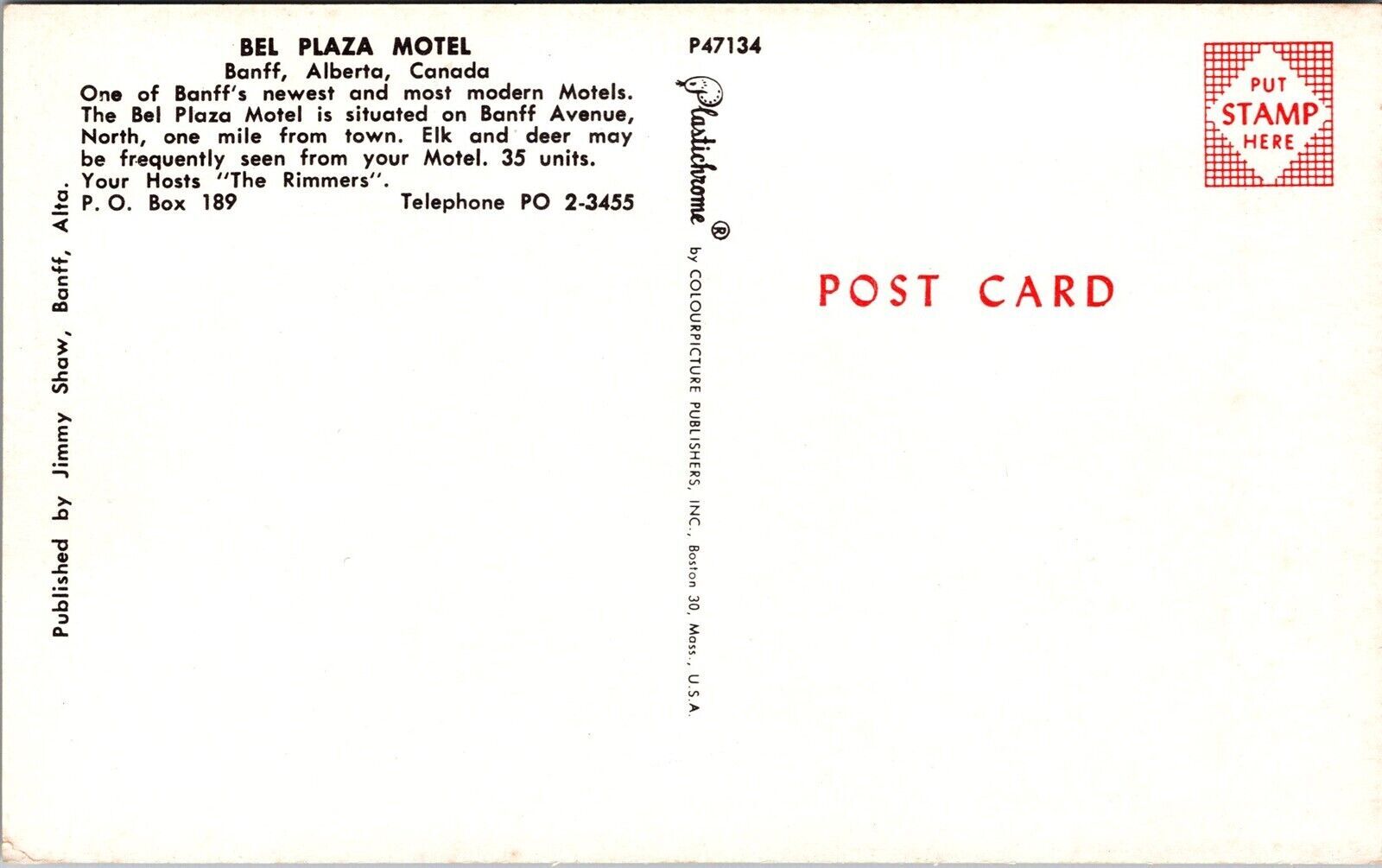 Vtg Banff Alberta Canada Bel Plaza Motel 1950s Old Chrome View Postcard ...