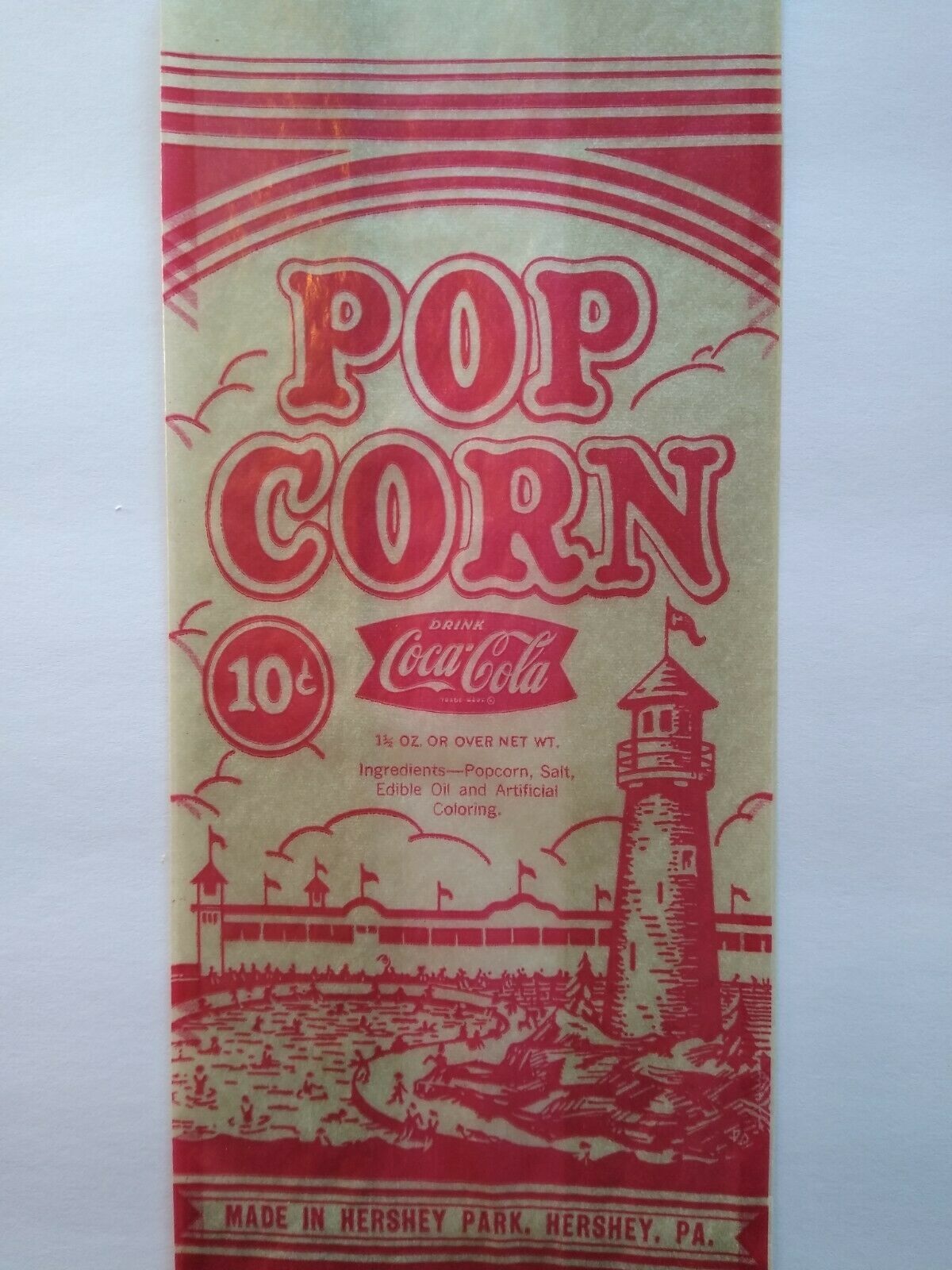 Coca Cola Hershey Park Lighthouse Pennsylvania Vintage 10 Cent Popcorn ...