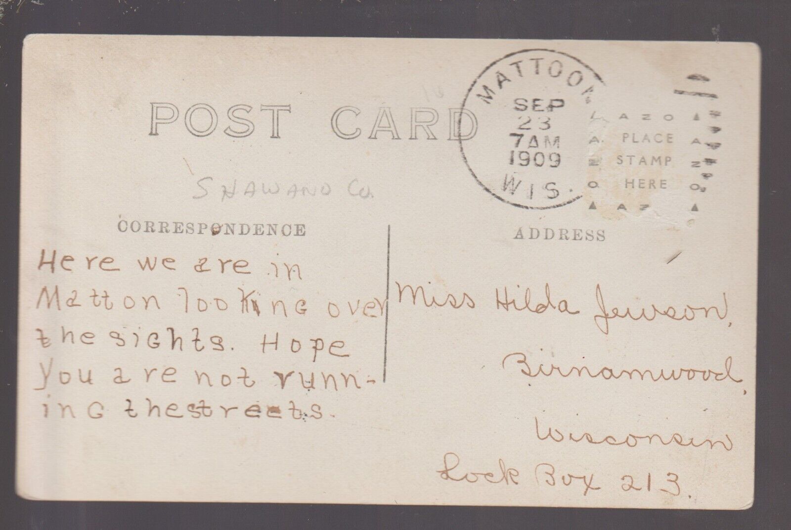 Mattoon WISCONSIN RPPC 1909 COW CART Cows MARKET nr Antigo Aniwa Neopit ...