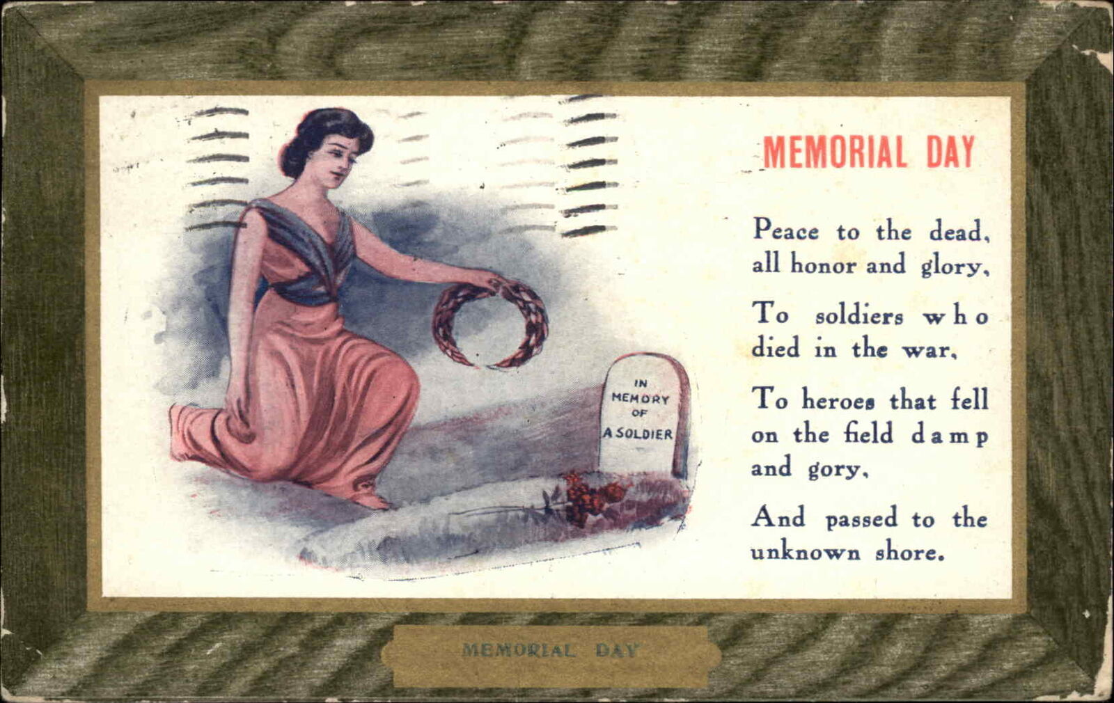 Memorial Day Woman Placing Wreath on Grave of Soldier 1907 Ullman's ...