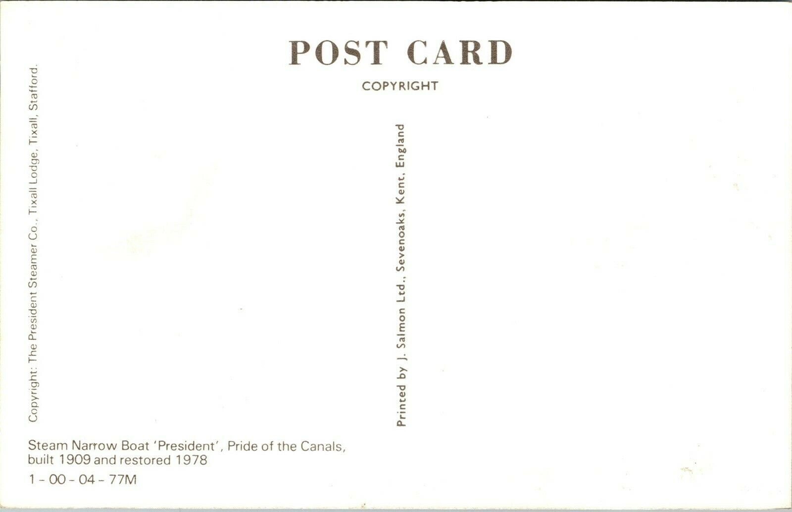 Vtg Steam Powered Narrowboat President Fellows Morton & Clayton Ltd ...