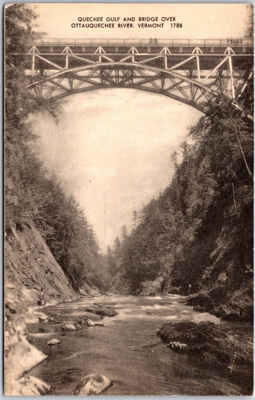 Quechee Gulf And Bridge Over Ottaauquechee River Vermont VT Postcard ...