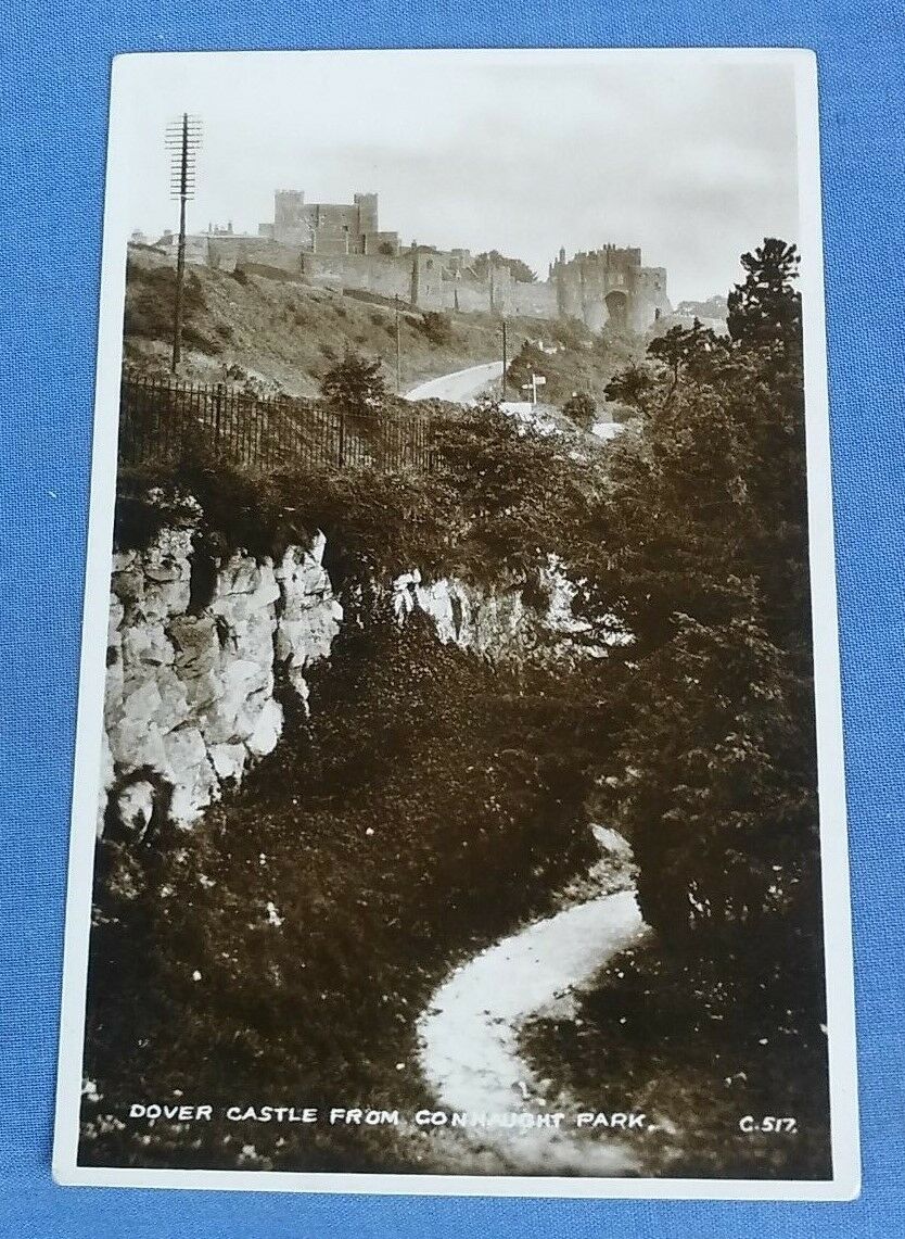 Vintage Real Photo Postcard Dover Castle From Connaught Park Kent C1C ...