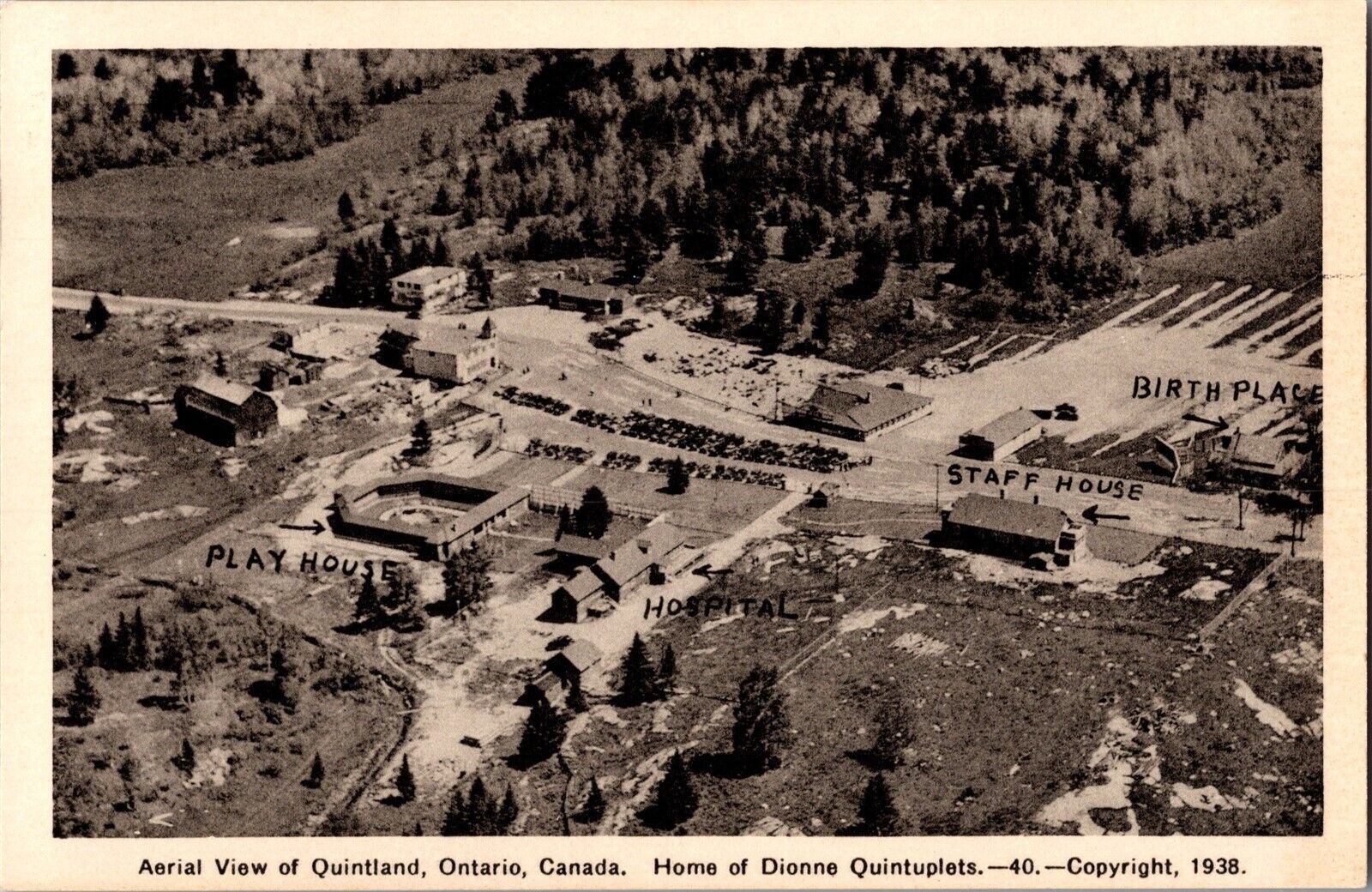 Aerial View of Quintland, Home of Dionne Quintuplets Ontario Vtg ...