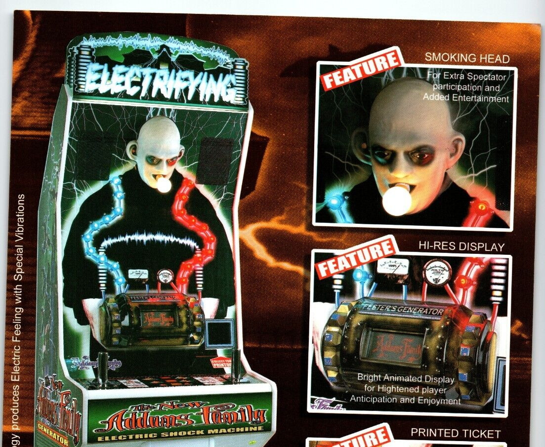 The Addams Family Arcade FLYER Uncle Fester Electric Shock Machine ...