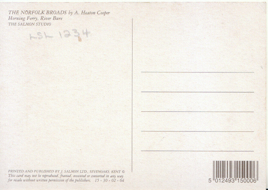 Norfolk Broads Postcard - Horning Ferry - River Bure - By A Heaton ...