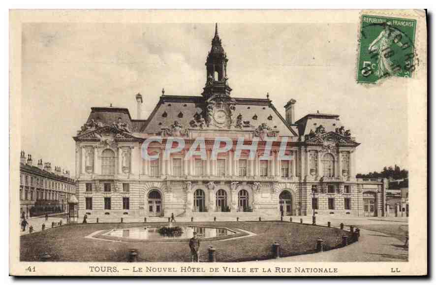 Postcard Old Tours the new town hall and the National Street | Europe ...