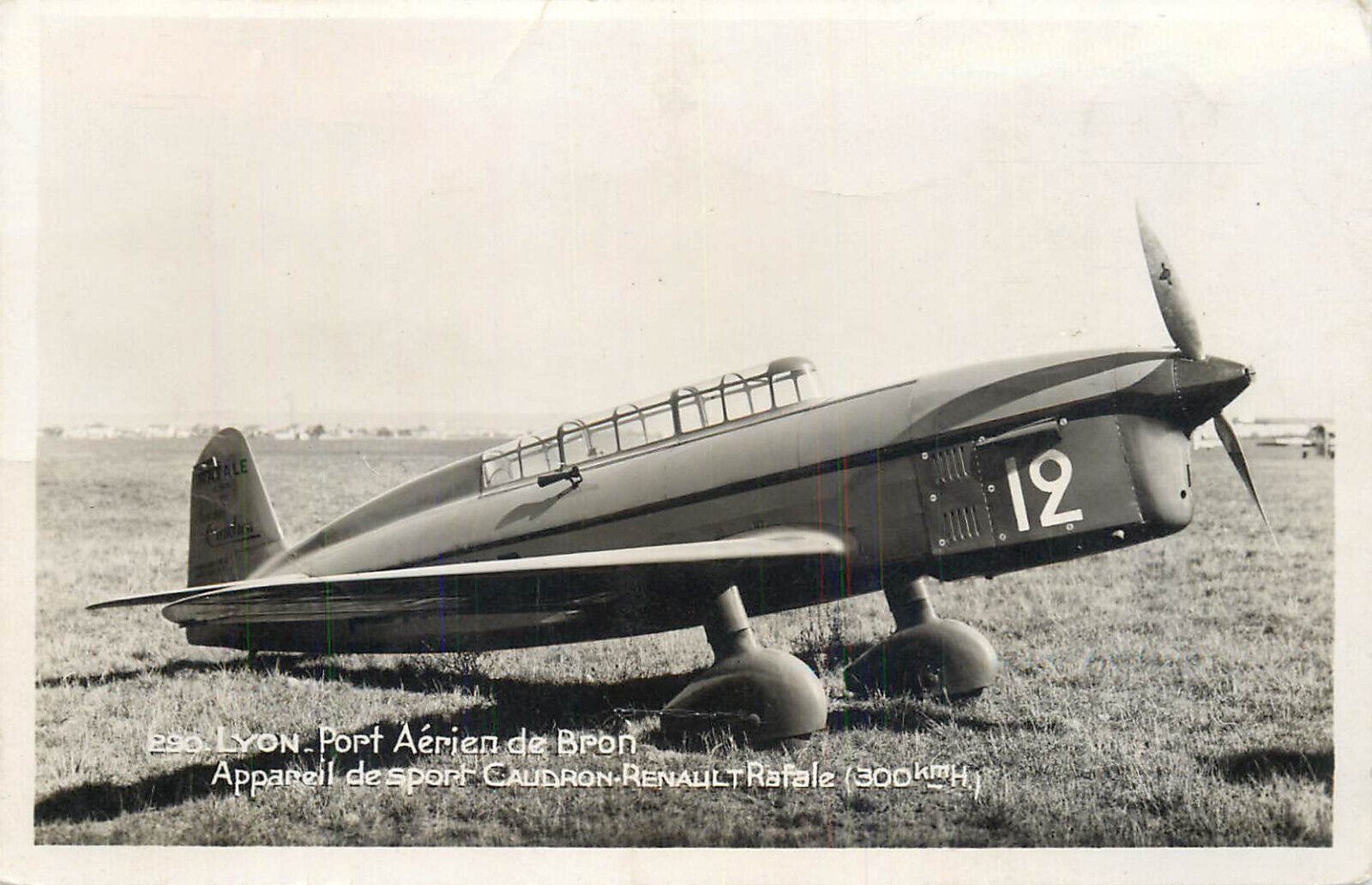 Aviation Postcard Lyon AIR FRANCE CAUDRON-RENAULT Rafale plane Bron ...