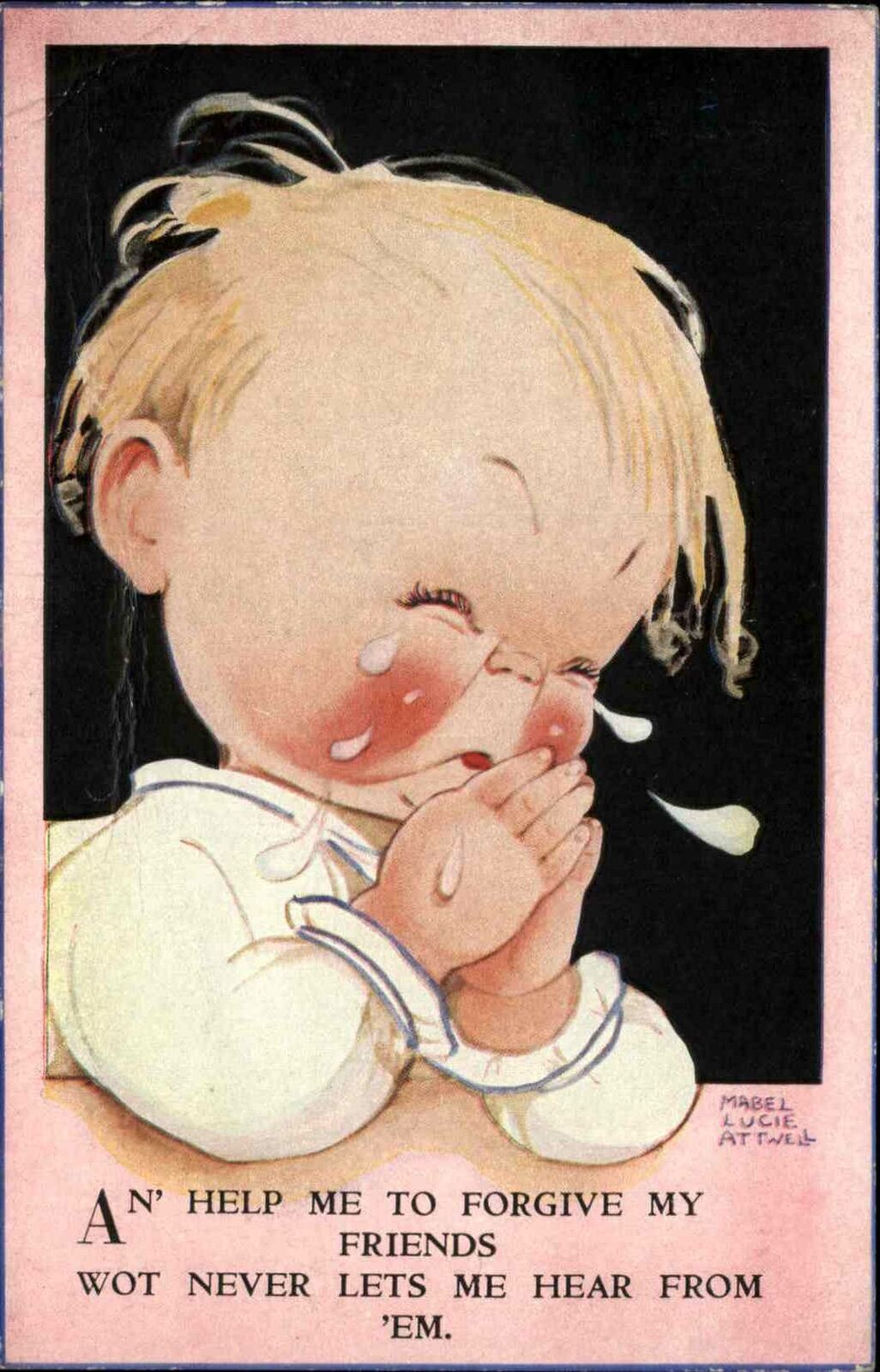 MABEL LUCIE ATTWELL Crying Little Boy Praying Old Postcard | Other ...
