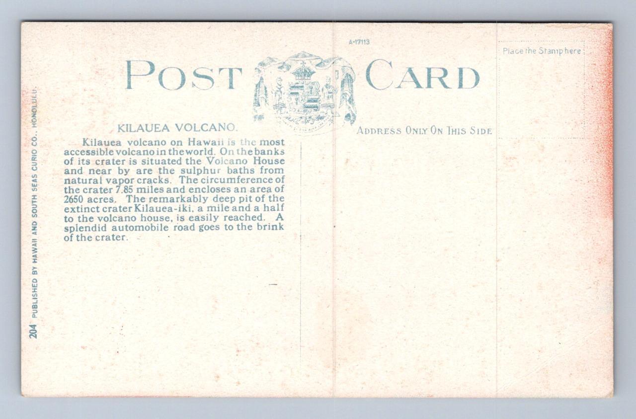 Kilauea Crater Volcano at Night Crescent Moon Hawaii Postcard (C. 1910 ...