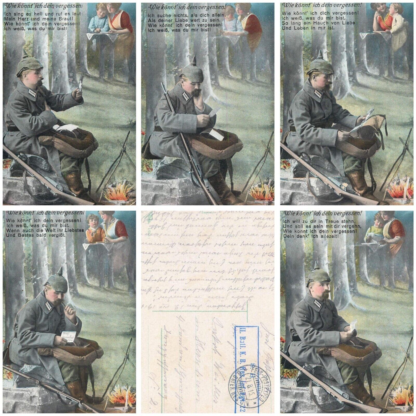 Set of 5 postcard World War 1915 German patriotic military Father at ...