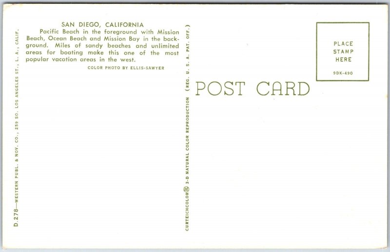 Vintage Postcard 1960s Panoramic View of SAN Diego California Coastline ...