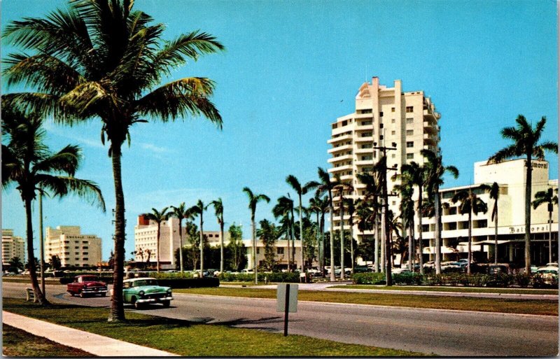 Vtg Miami Beach Florida FL Hotel Row at Bal Harbour Street View 1950s ...