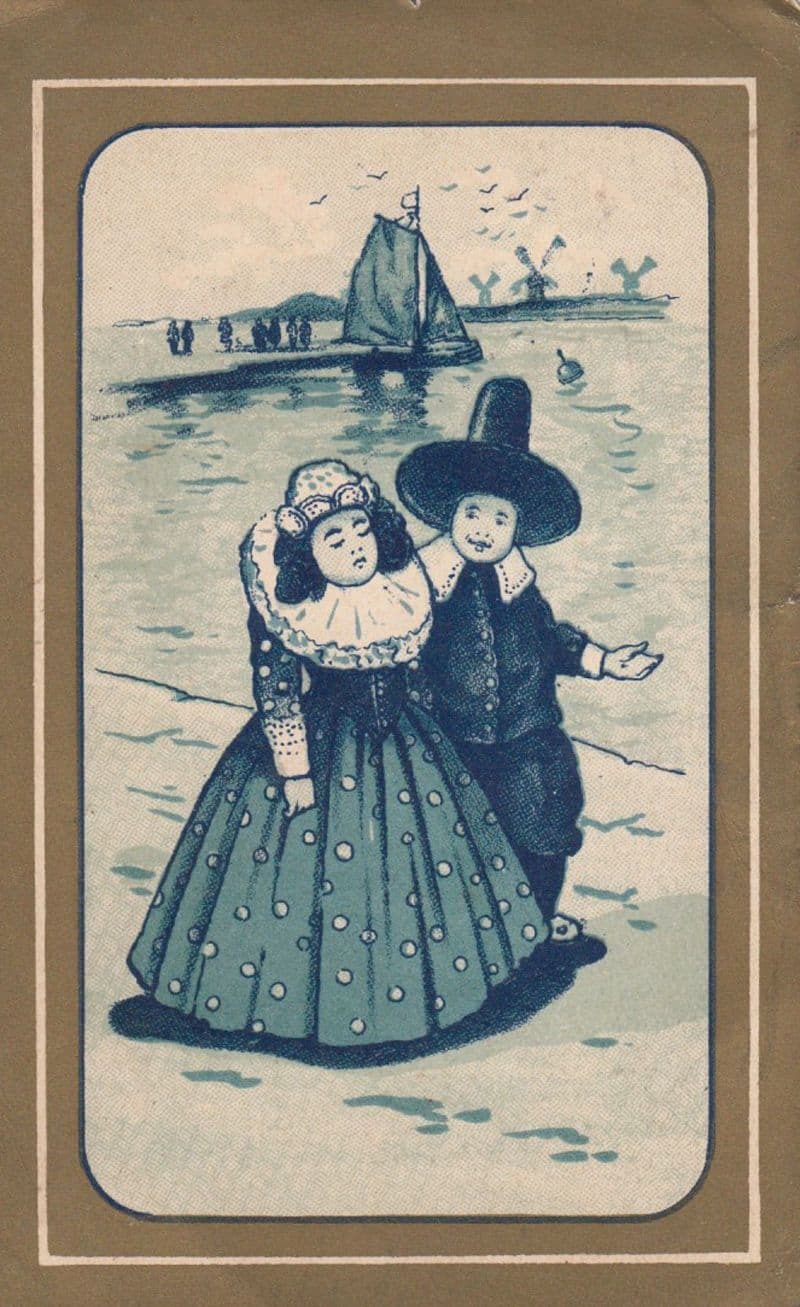 Welsh Boy Giant Hat with Posh Wales Lady By Fishing Sailing Boat 1903 ...