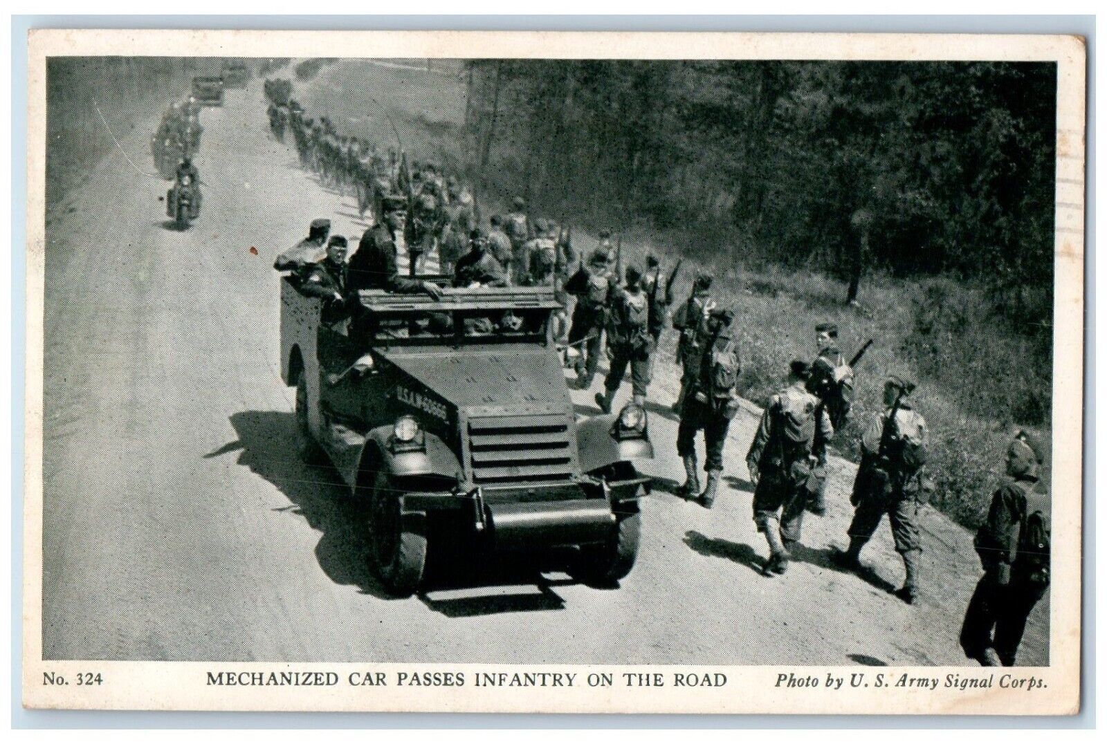 Mechanized Car Passes Infantry Military WW2 Soldier Mail Pearl Harbor ...