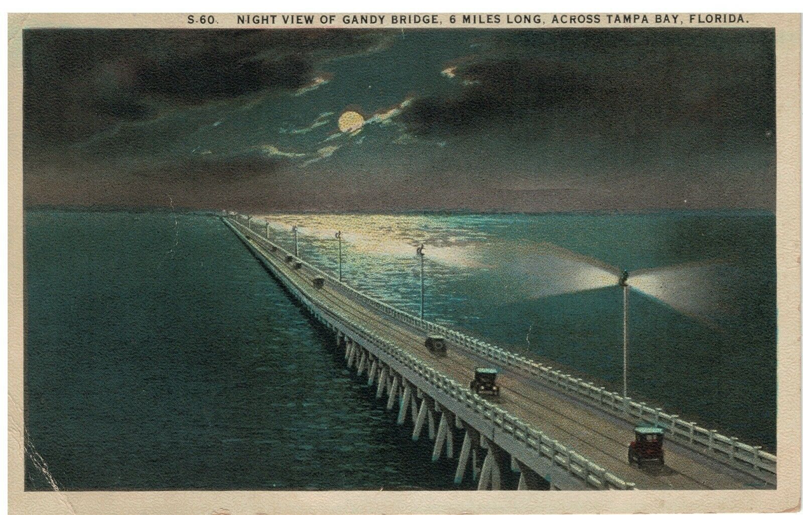 Night View of Gandy Bridge 6 Miles Long Across Tampa Bay, Florida, USA ...