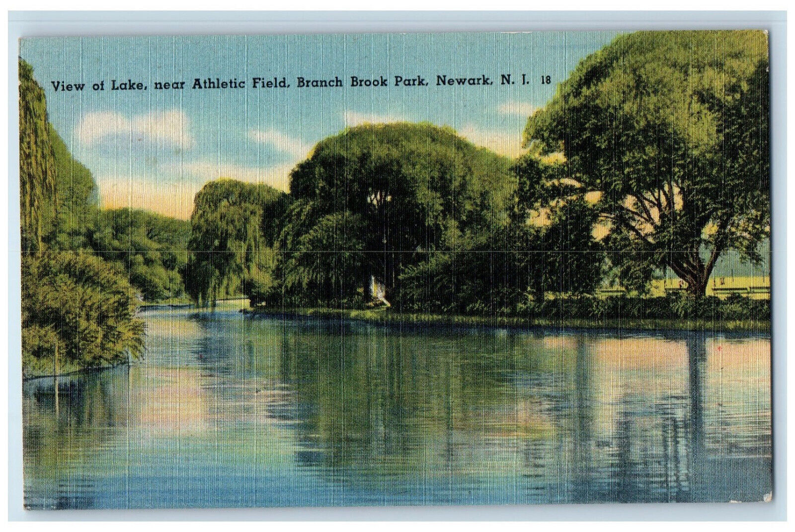 c1940's View at Lake Near Athletic Field Branch Brook Park Newark NJ ...