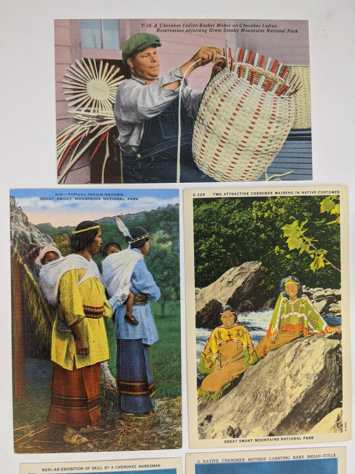 Vtg LOT of 5 Cherokee Indian Postcards Asheville Color Picture Native ...