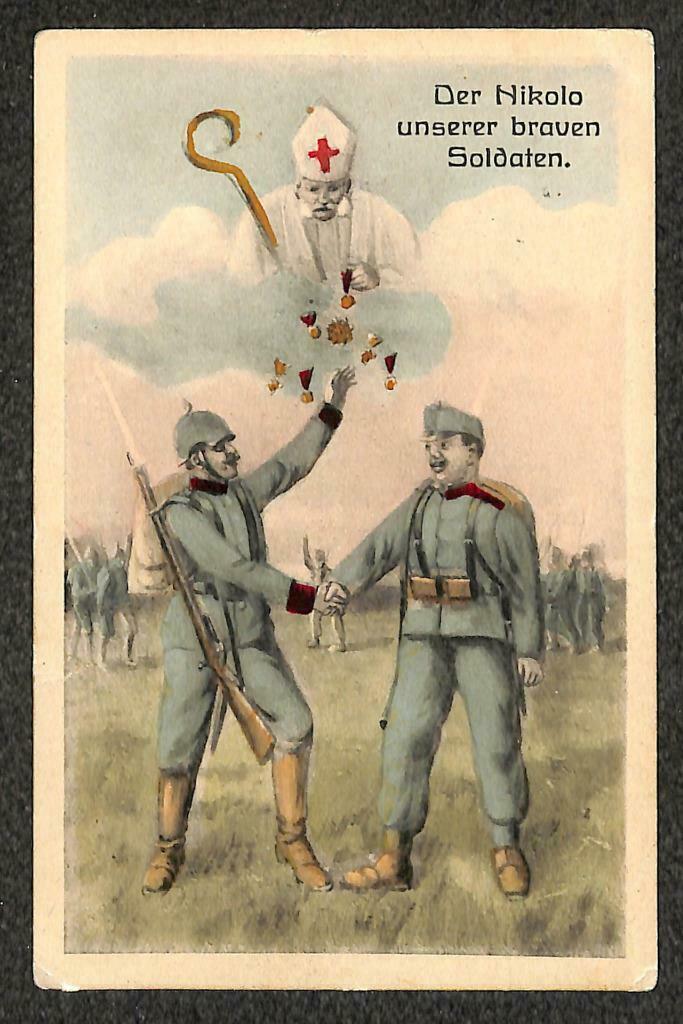 Pope Soldiers GUN Handshake WW1 Military Propaganda Feldpost Postcard ...