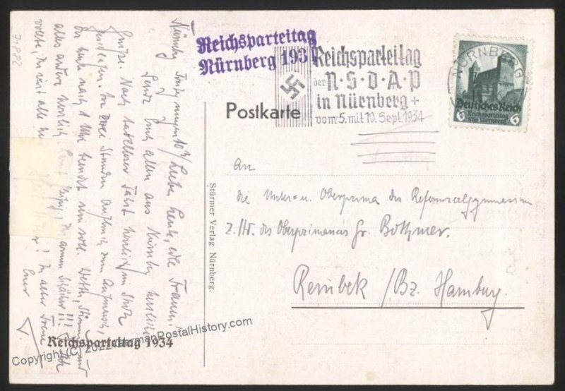 3rd Reich Germany 1934 Reichsparteitag Faithful Propaganda Card 107366 ...