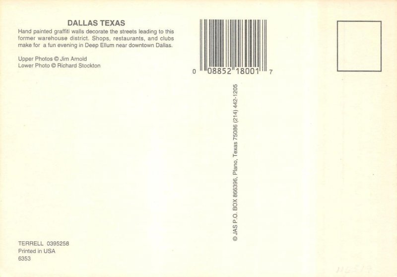 Dallas TX Texas DEEP ELLUM AREA Street Scene~Night & Graffiti Walls 4X6 ...