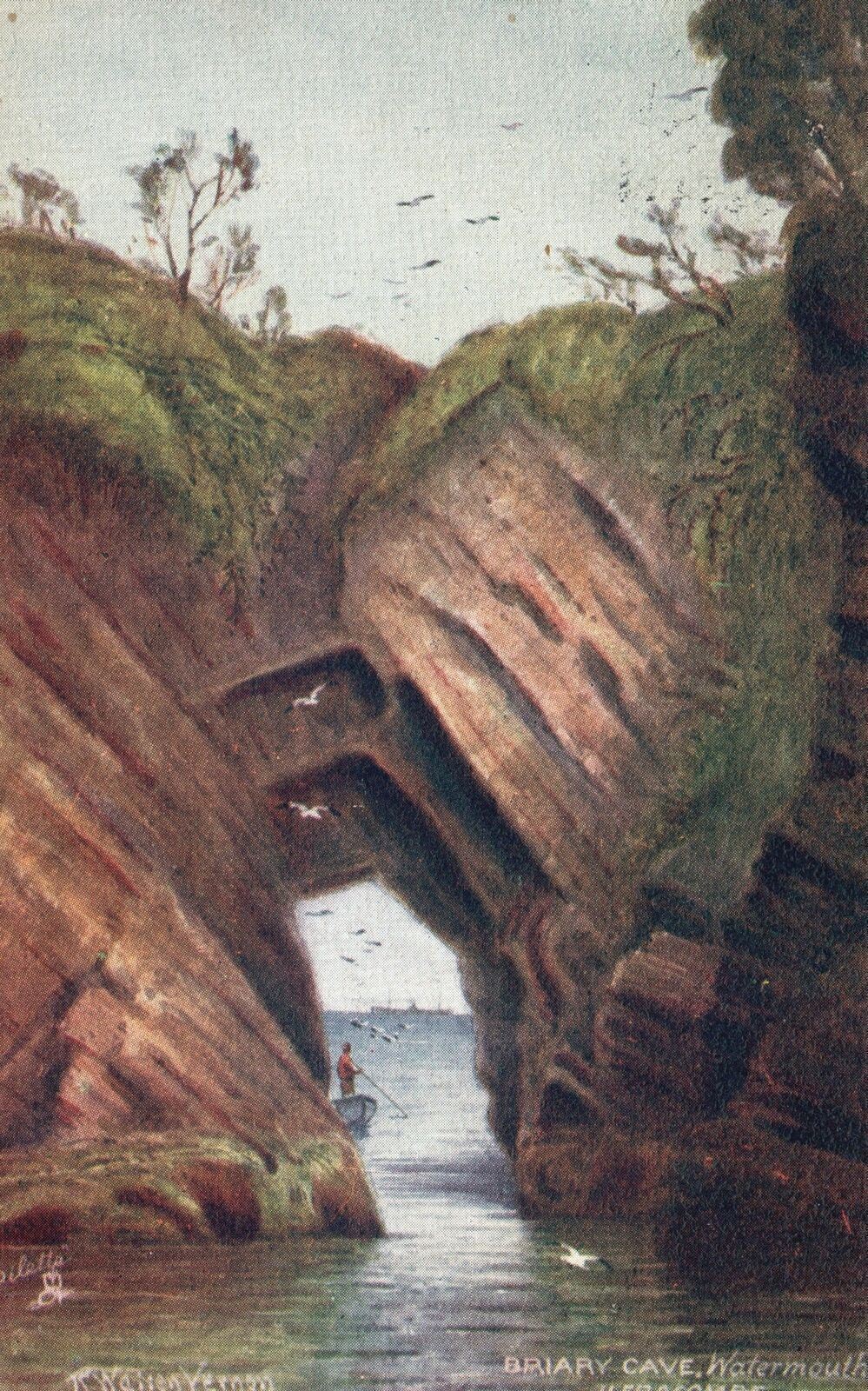 Vintage Postcard 1909 Briary Cave Watermouth Ilfracombe Oilette Raphael ...