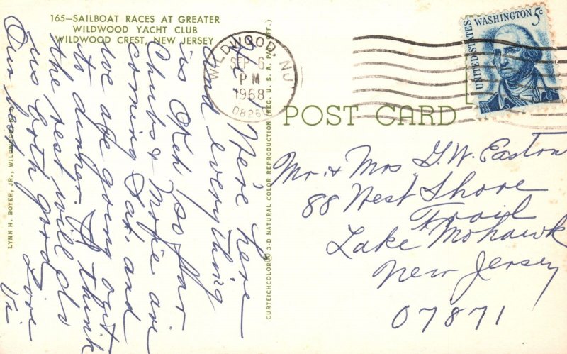 Vintage Postcard 1968 Sailboat Races Greater Wildwood Yacht Club New ...