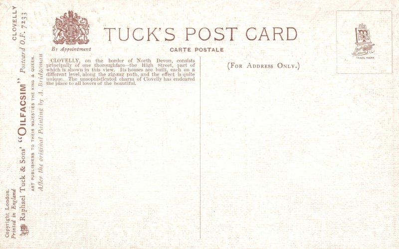 Vintage Postcard 1910's View Clovelly Harbour Village Torridge Devon ...