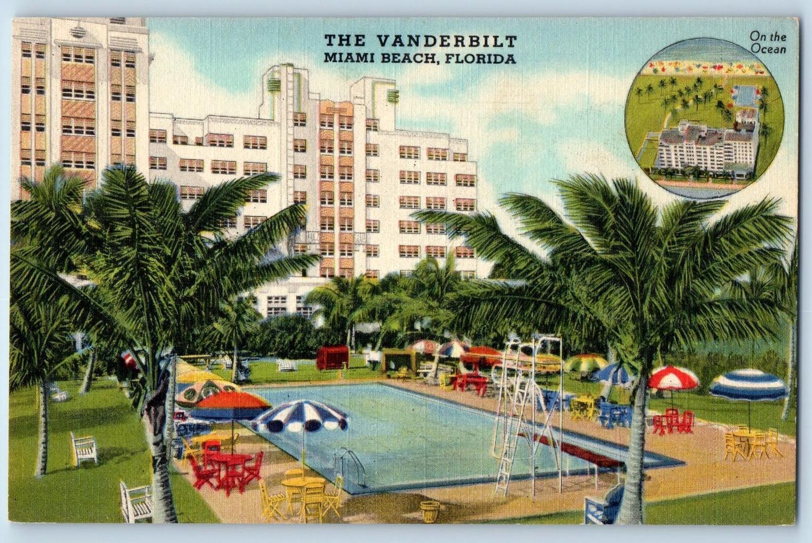 c1940's The Vanderbilt Swimming Pool Outdoor Dining Miami Beach Florida ...